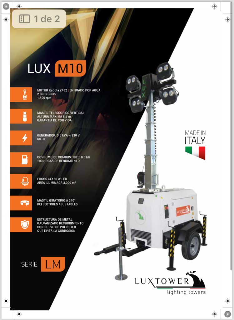 Torres de Iluminacion Lux Tower M10 – ENCOMI